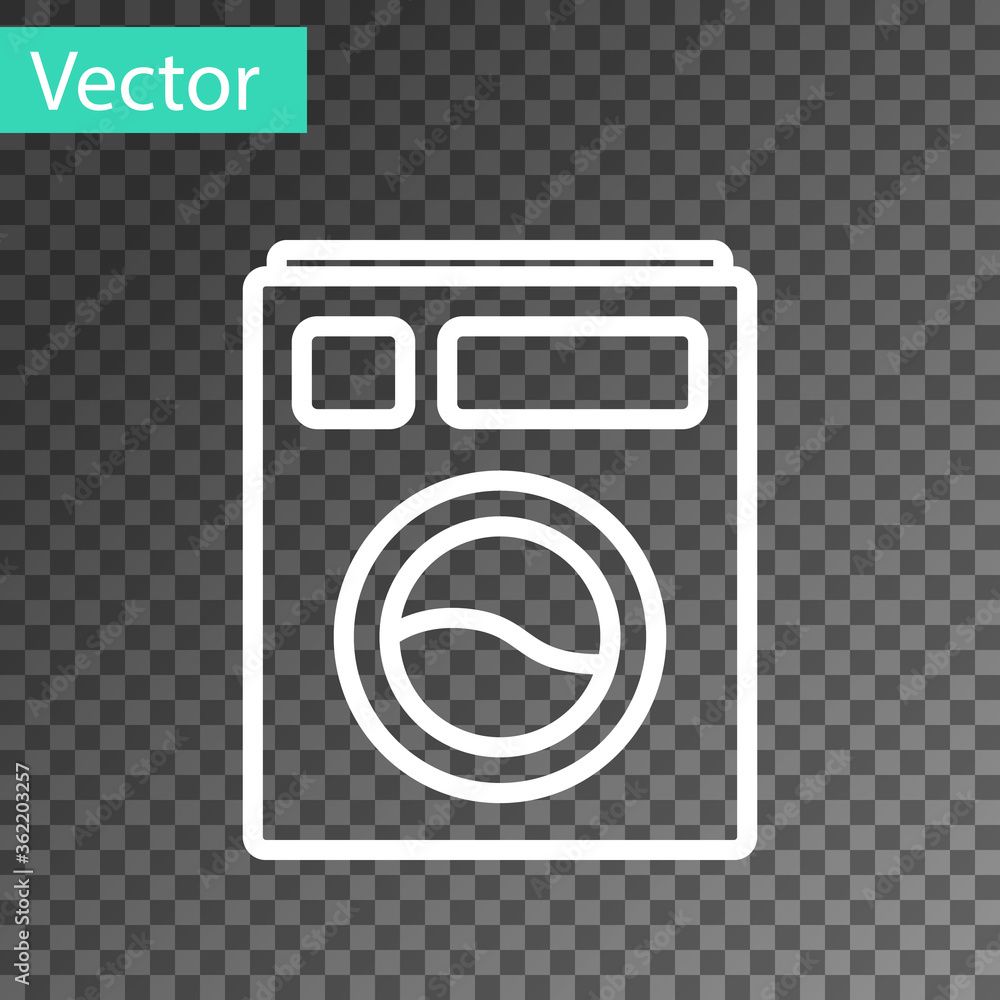 White line Washer icon isolated on transparent background. Washing ...