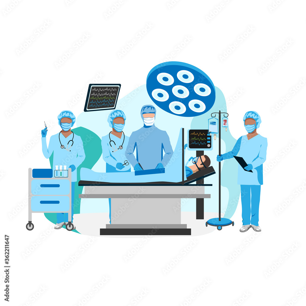 Surgical operation in the operating room. Medical equipment for ...