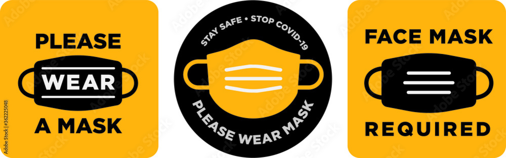 Please wear mask icon vector signage Stock Vector | Adobe Stock