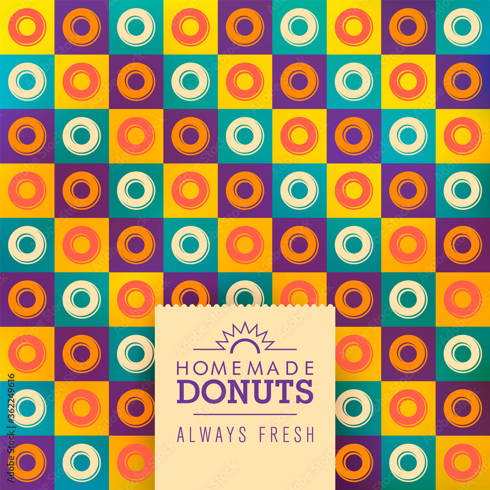 Donuts background design with colorful pattern. Vector illustration ...