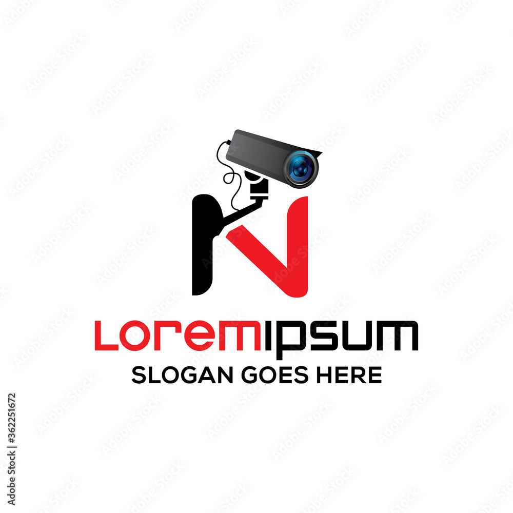 Creative N letter CCTV camera logo design template, Realistic CCTV logo ...
