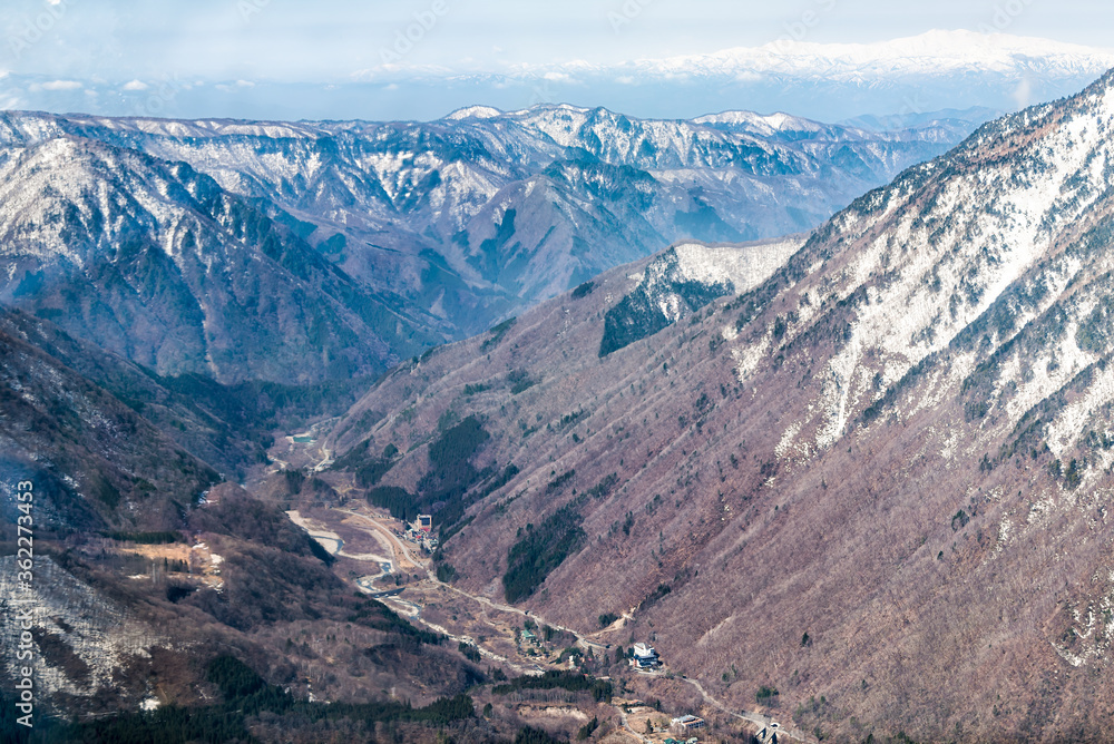 Takayama, Japan mountains Japanese alps in Shinhotaka Ropeway in Gifu ...