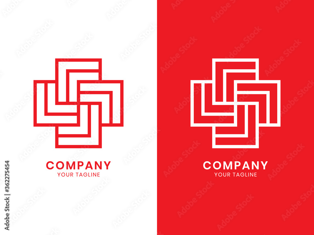 Abstract Red Plus Logo in Two Variations. Modern, luxury and minimalist ...