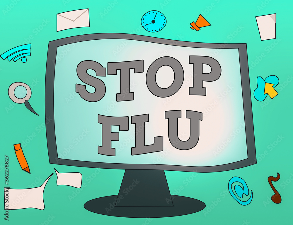 Handwriting text Stop flu. Conceptual photo put an end of the viral ...