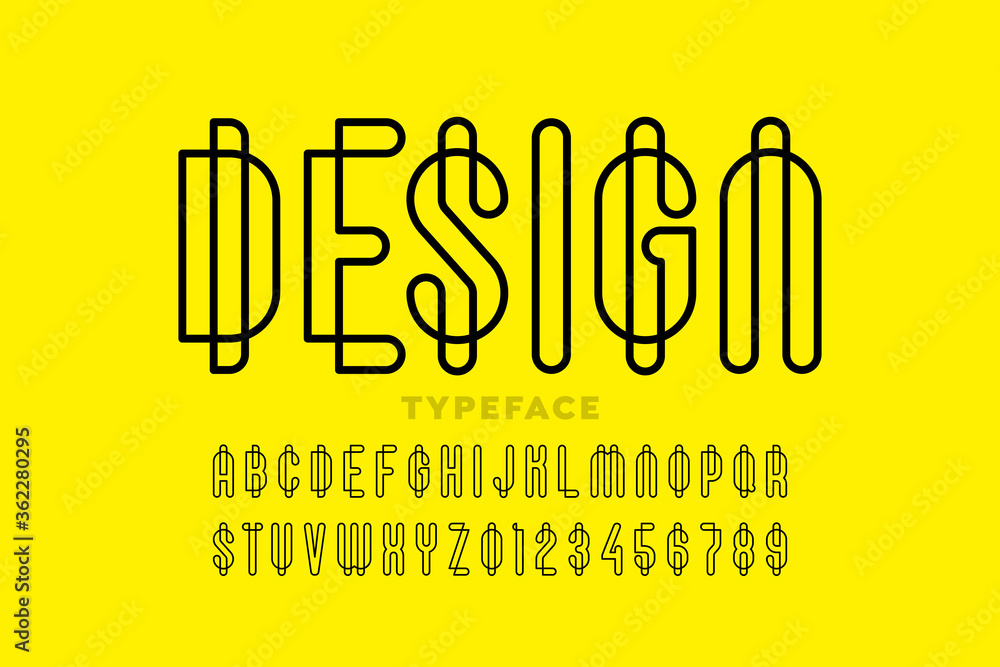 Modern outline style font, alphabet letters and numbers Stock Vector ...