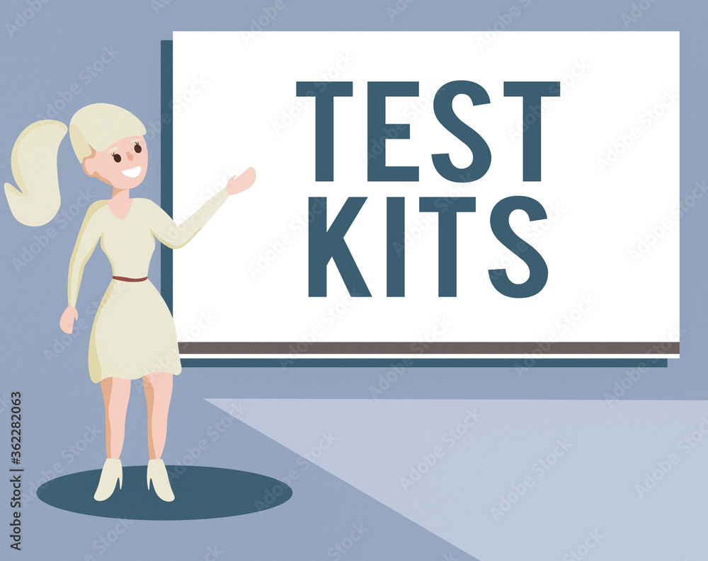 Writing note showing Test Kits. Business concept for tools used to ...