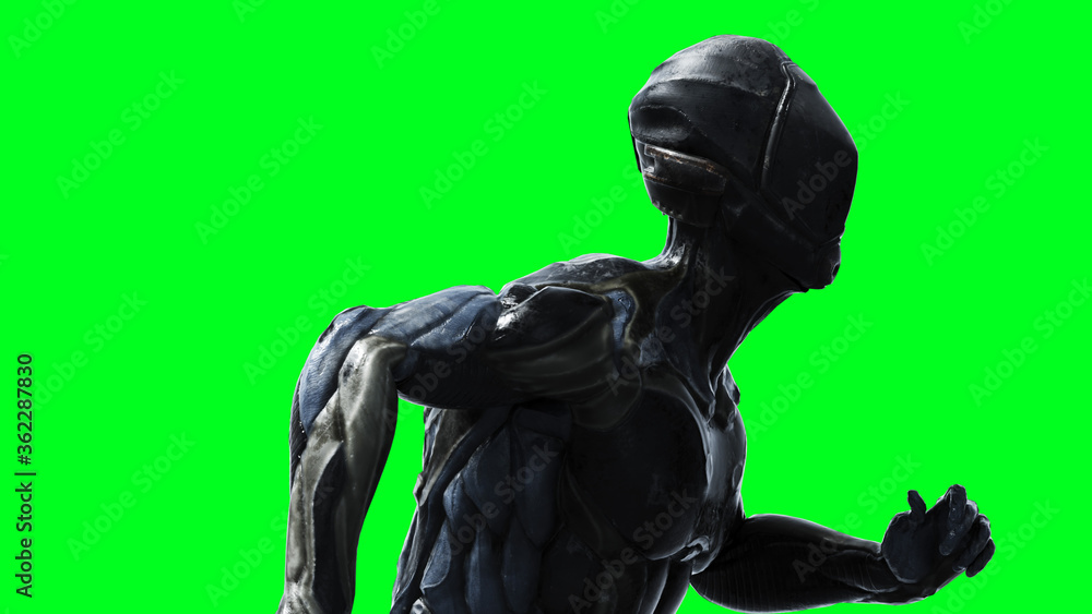 Military alien soldier isolate on green screen. 3d rendering. Stock ...
