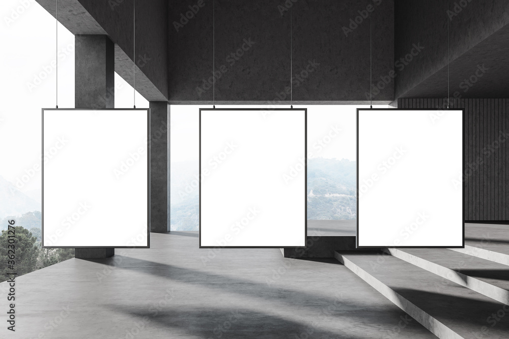 Panoramic mock up poster gallery Stock Photo | Adobe Stock