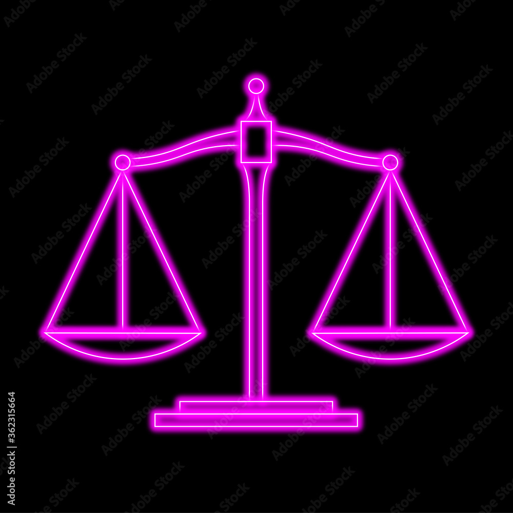 scale of justice symbol pink icon on black background Stock ...