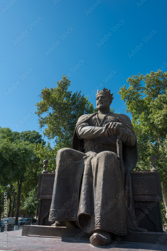 Statue of Amir Timur in Samarkand, Uzbekistan. Amir Timur (1370 - 1405 ...