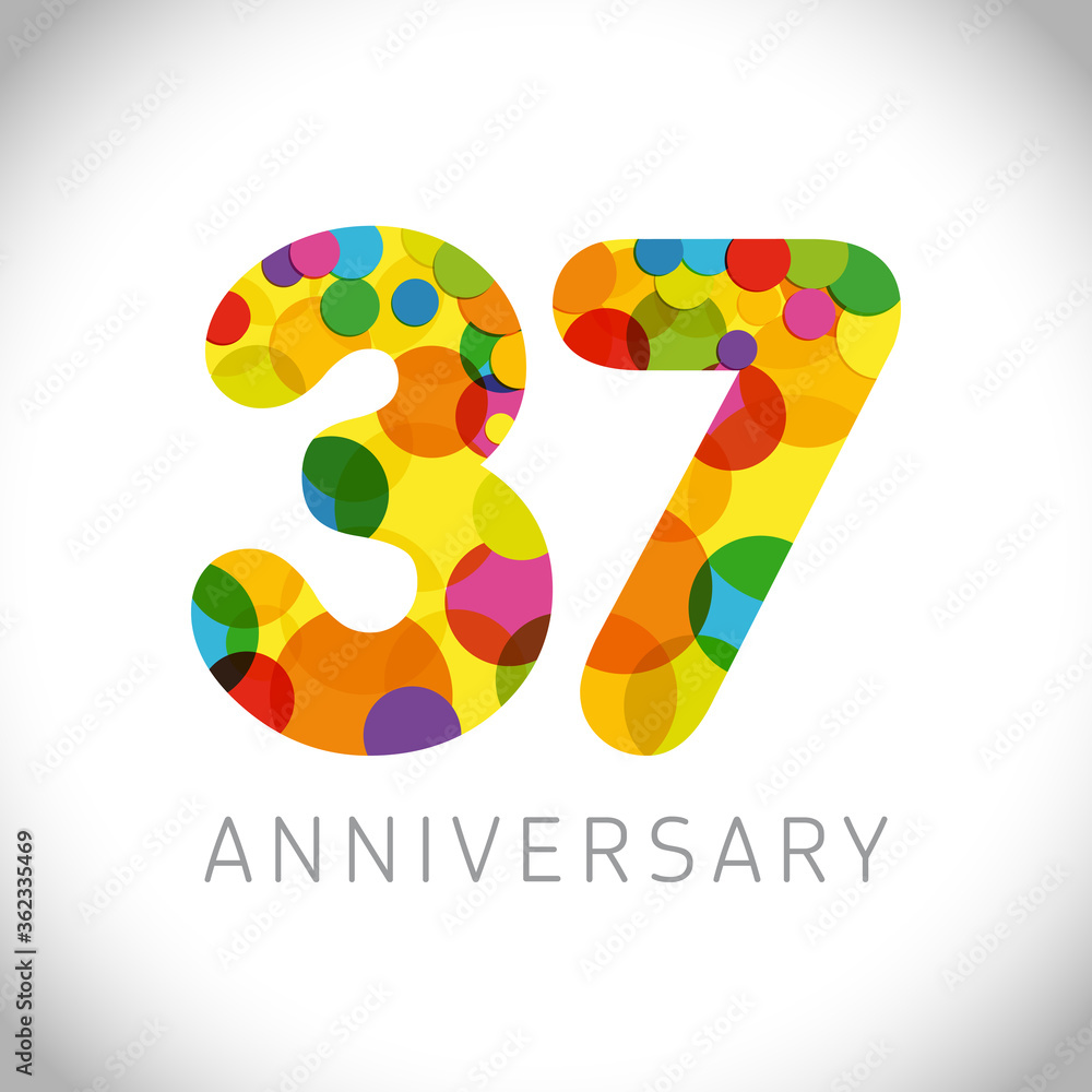 37 th anniversary numbers. 37 years old multicolored congrats. Cute ...