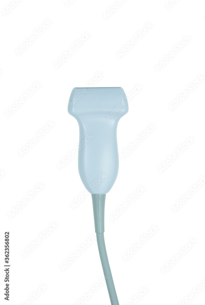 isolated linear transducer on the whote background. ultrasound probe ...