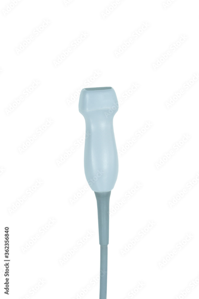 isolated phased array transducer on the white background. cardiac probe ...