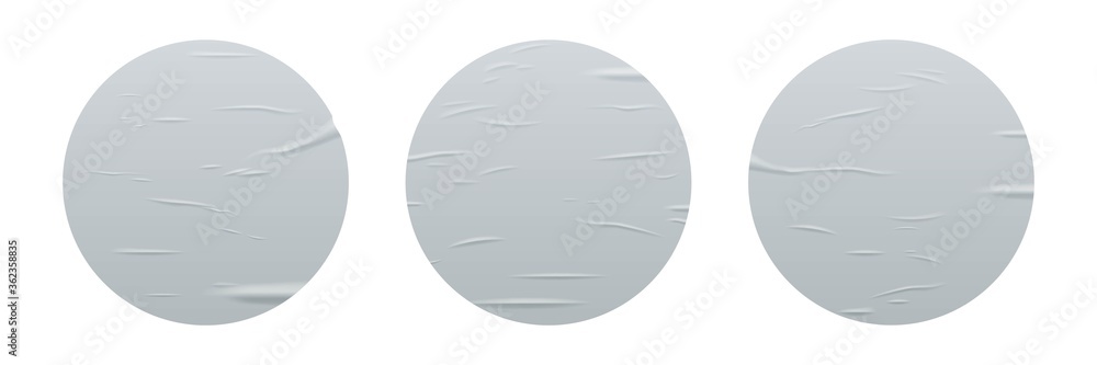 Glued round stickers set isolated on white background. Vector realistic ...
