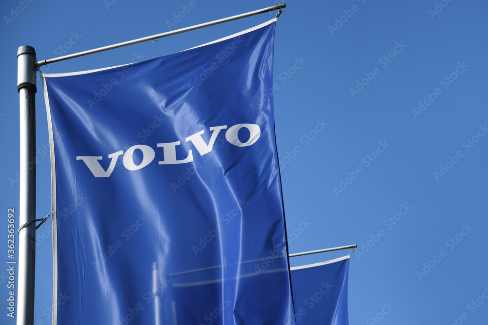 Ratzeburg, Schleswig-Holstein / Germany - July 21, 2019: Flag with tho ...