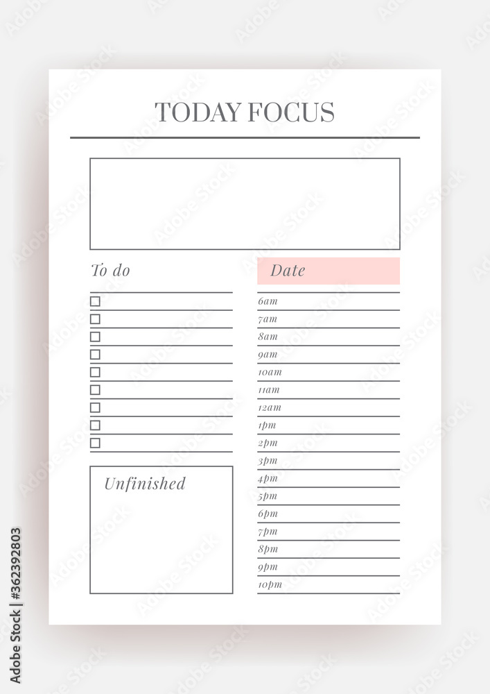 Planner sheet vector. Printable vertical notebook page Stock Vector ...