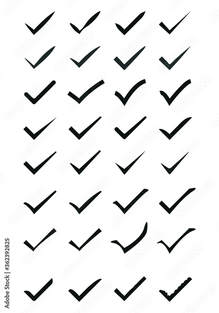 Tick mark icon set stock illustration. Vector black tick mark. Stock ...