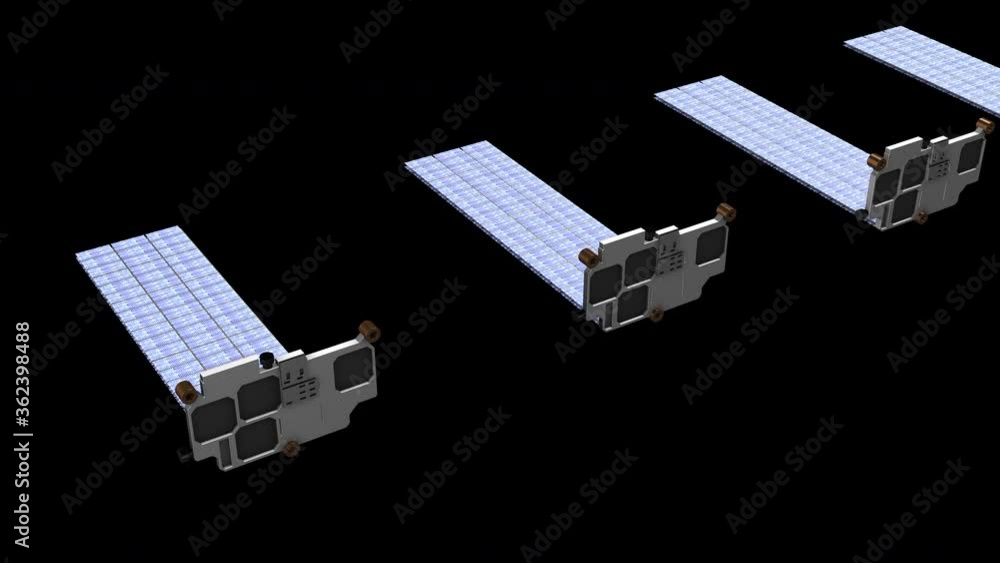 Starlink satellite - slide in the sky loop - 3D model on a black ...