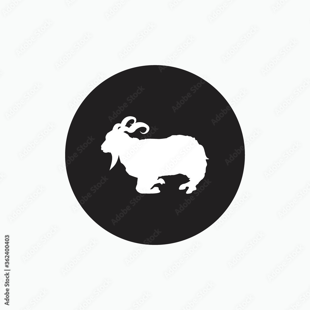 half stand angora goat silhouette isolated on black circle - goat ...