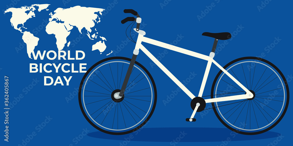 vector illustration for world bicycle day with cycle and world map ...