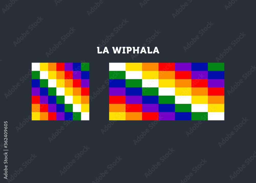 The Wiphala, square emblem, flag to represent some native peoples of ...
