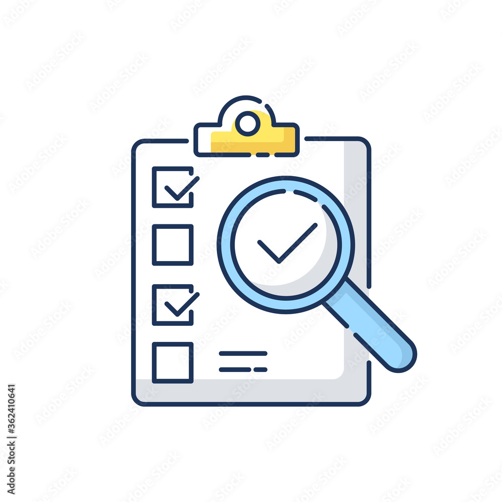 Inspection RGB color icon. Manufactured production quality control and ...