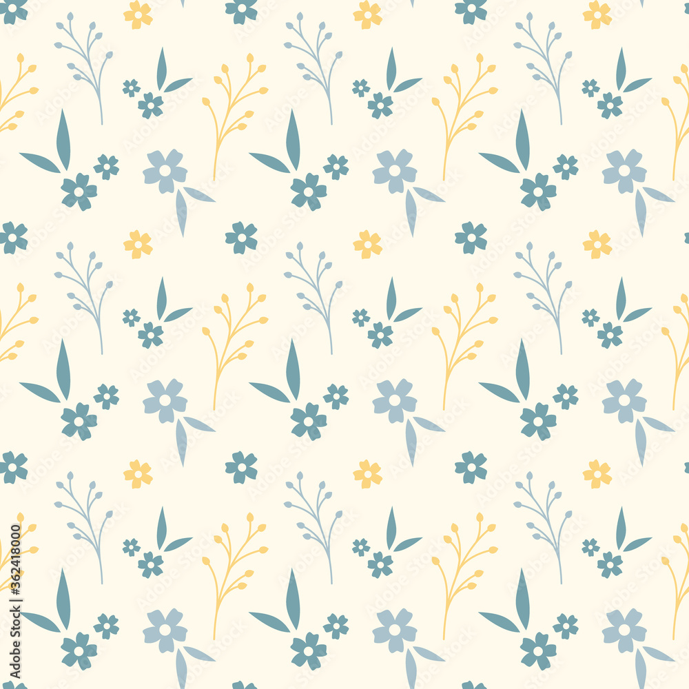 Blue Vintage Flower Pattern