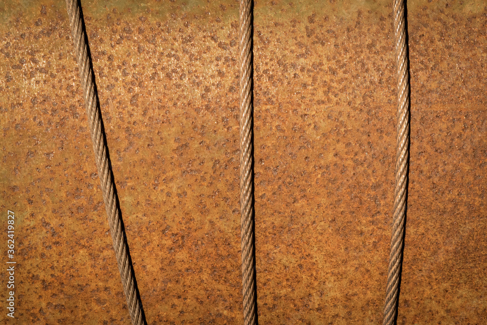 Old rusty metal texture background with steel cables. Stock Photo ...