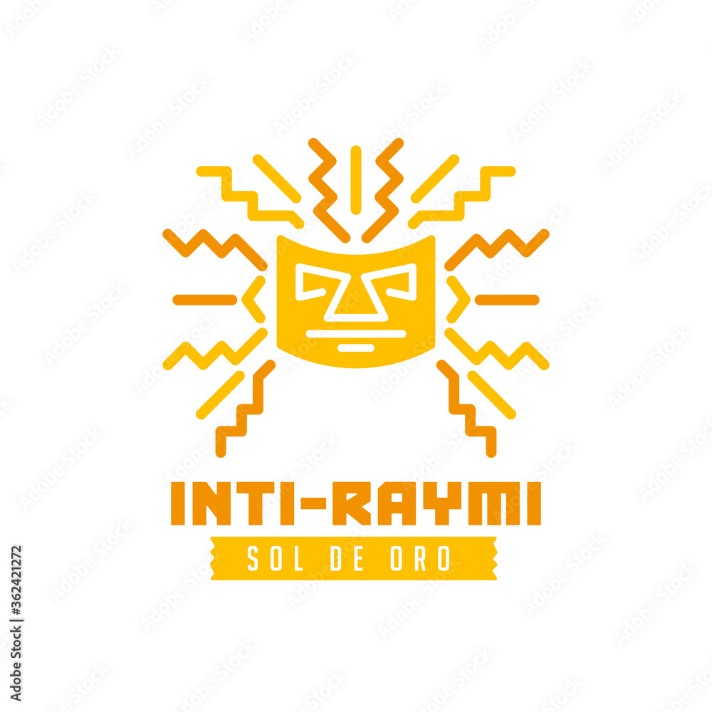 Vetor de Golden mask. Gold Sun. Inti Raymi Ecuador Peru emblematic ...
