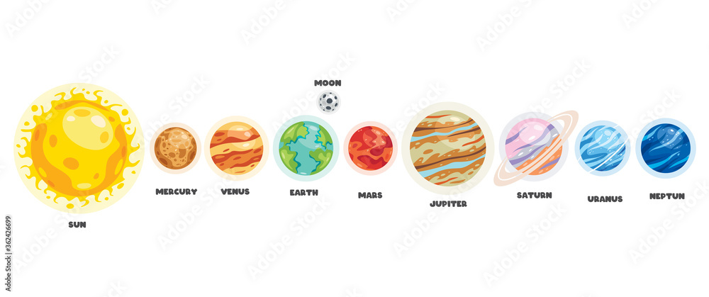 Colorful Planets Of Solar System Stock Vector | Adobe Stock