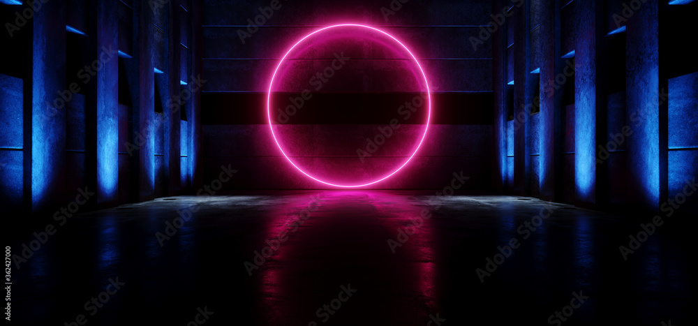 Sci Fi Futuristic Alien Circle Red Purple Shape Concrete Dark Grunge ...