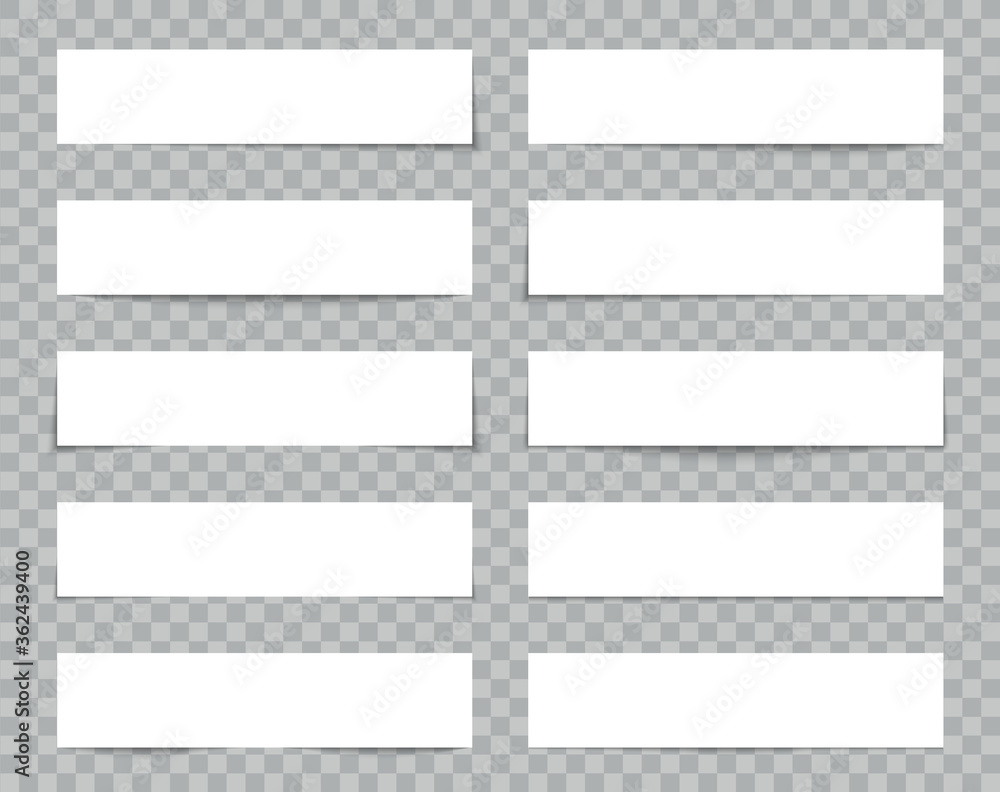 Paper with shadow effect. White realistic banner. Box with frame for ...