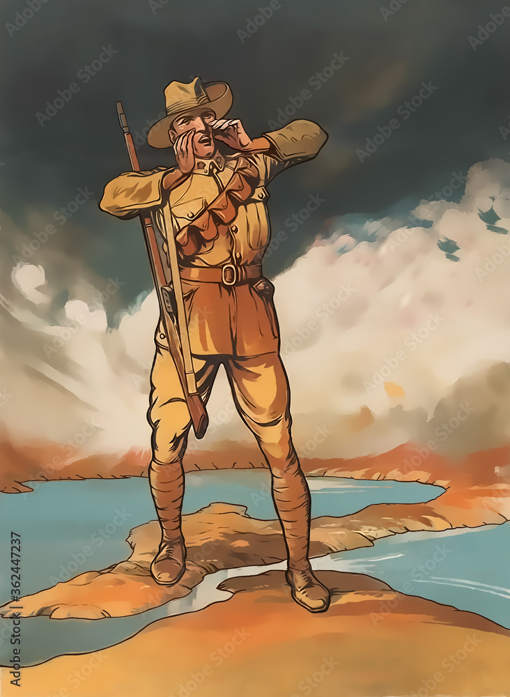 Australian World War One vintage style recruitment poster. Digital ...