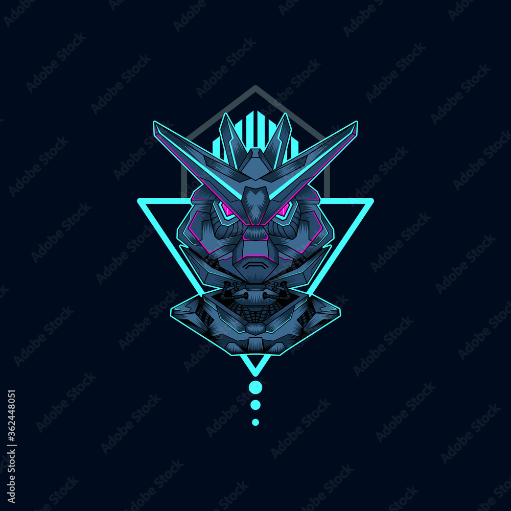 mecha with sacred geometry background vector graphic design ...