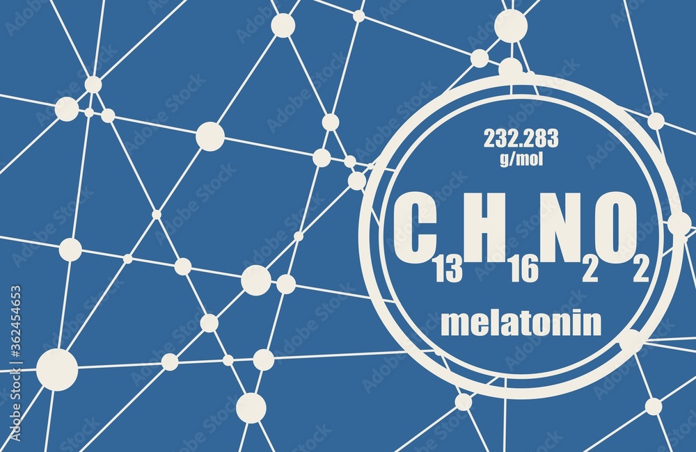 Melatonin hormone chemical formula. In humans, it plays a role in ...