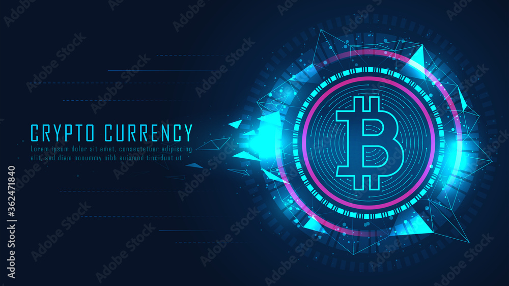 Bitcoin cryptocurrency in futuristic graphic concept with sample texts ...