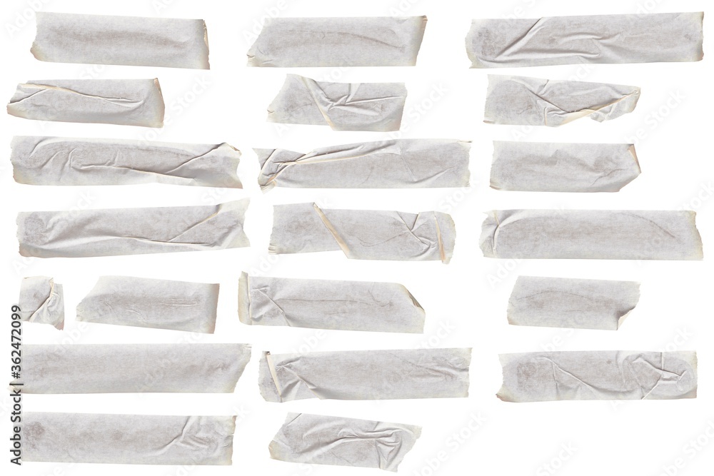 Sticky ripped ducktape with wrinkled texture over isolated background ...