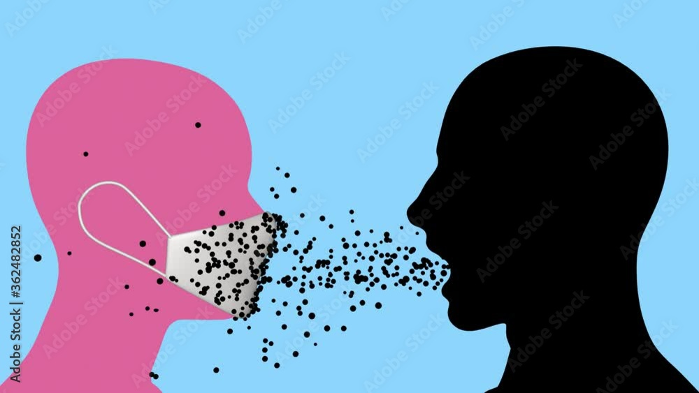 Person coughing , releasing germs , viruses , bacteria from mouth ...