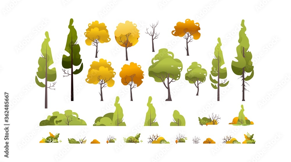 Set of trees vector background Stock Vector | Adobe Stock