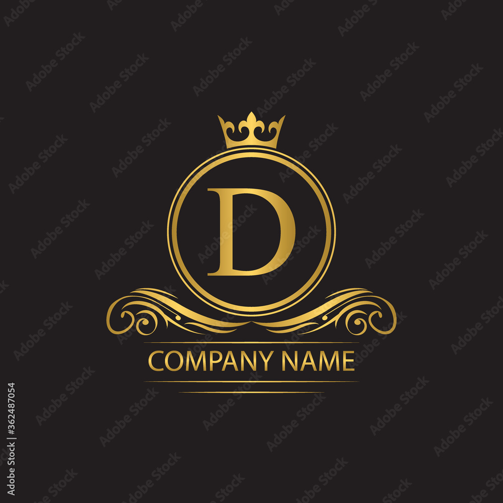 Golden letter D template logo Luxury letter with crown. Monogram ...