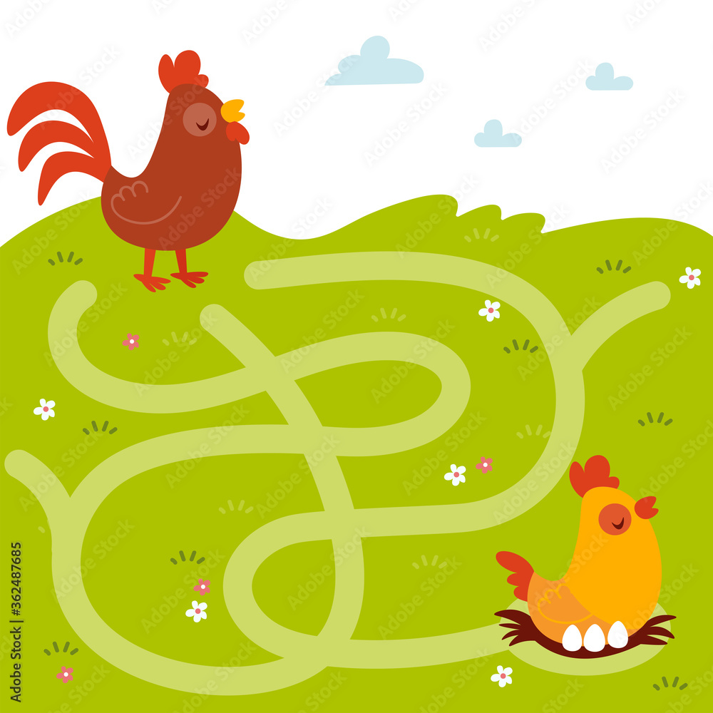 Conundrum. Farm animal educational maze game. Labyrinth page for ...