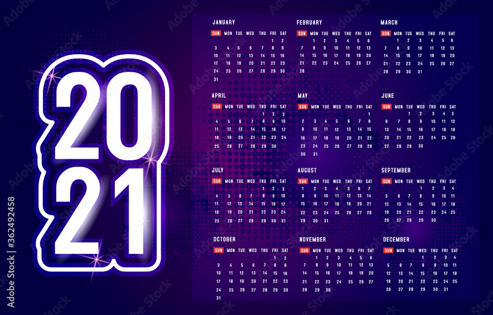 Design calendar 2021 template layout design ready to print and easy to ...
