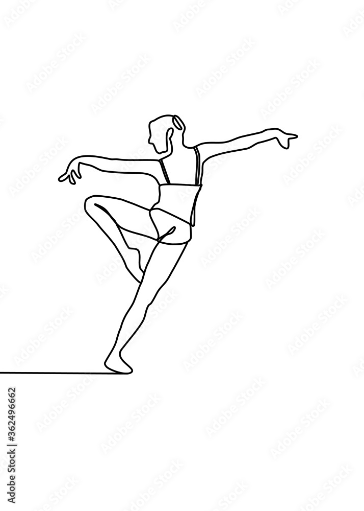 Drawings one line, young dance modeling poses Stock Vector | Adobe Stock