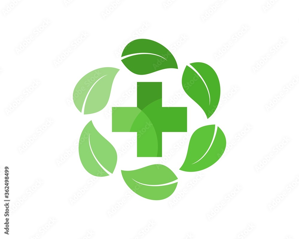 Medical symbol with circular leaf around Stock Vector | Adobe Stock