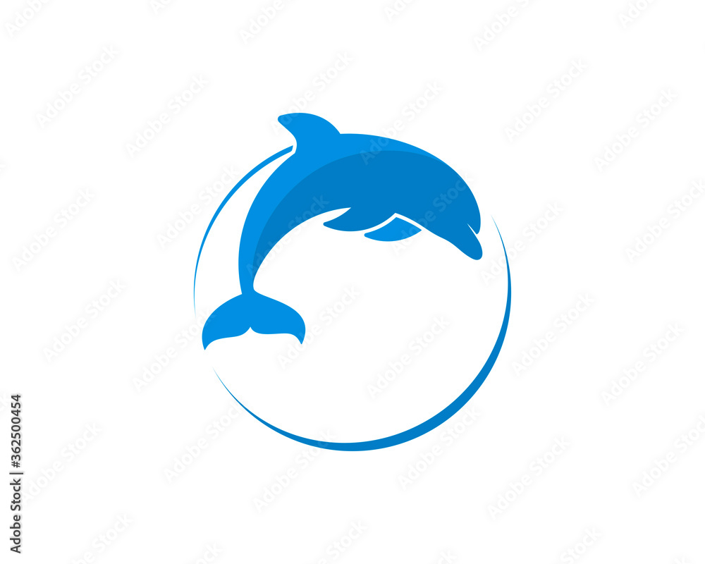 Circle shape with jumping dolphin vector de Stock | Adobe Stock