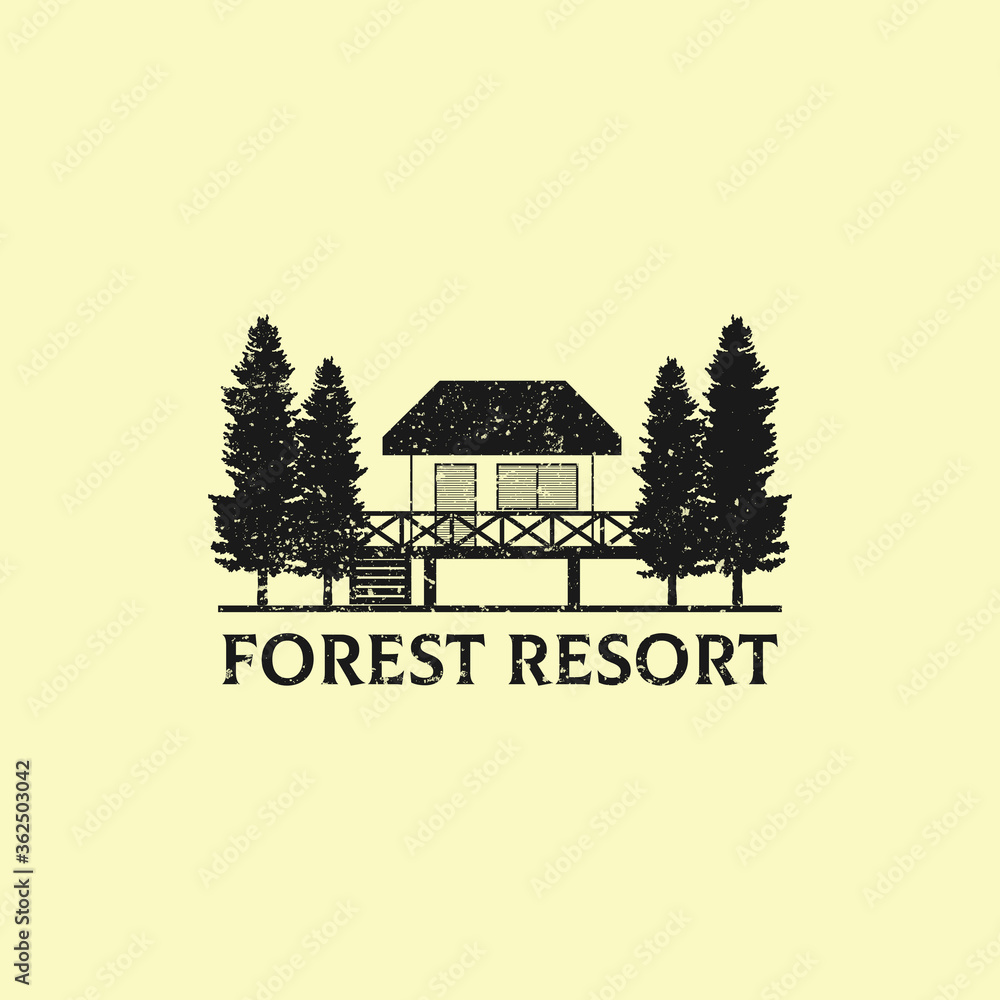Rustic Forest Resort logo design, best for business and hotel logo idea ...