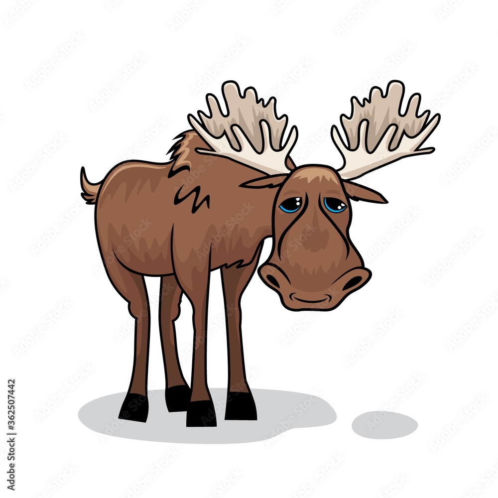 Moose Cartoon Cute Animals Illustration Stock Vector | Adobe Stock