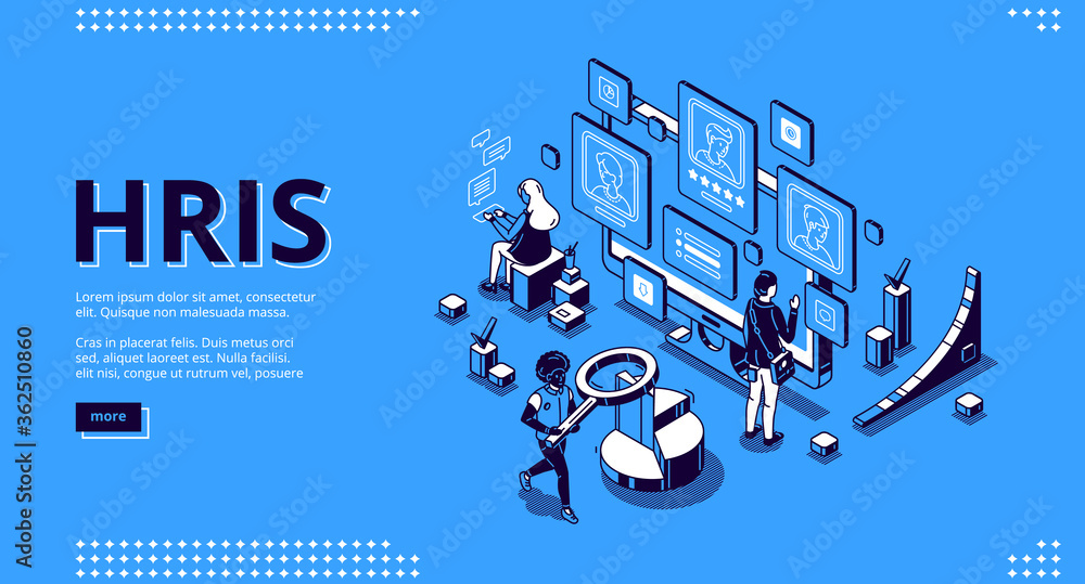 Hris isometric landing page. Human resources information system IT and ...