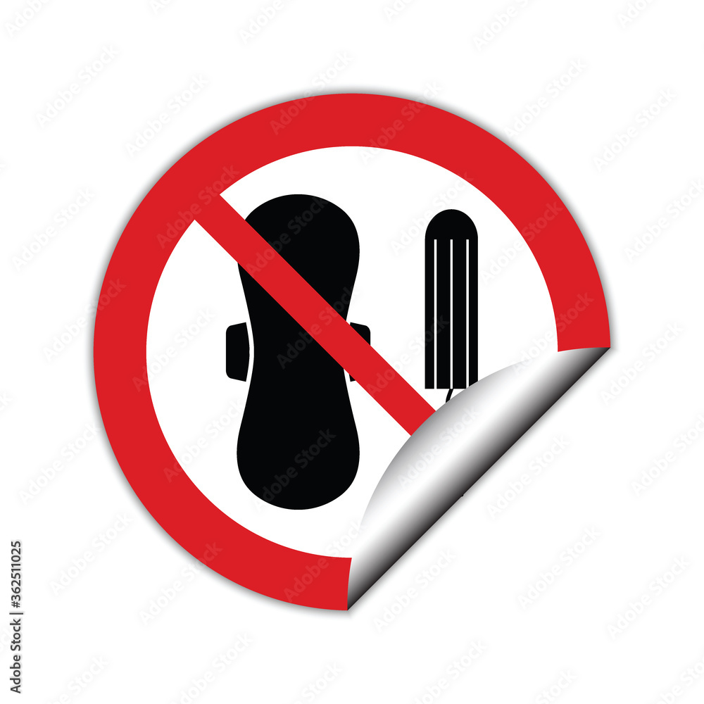 do not throw feminine sanitary pad and tampon icon prohibited sign ...