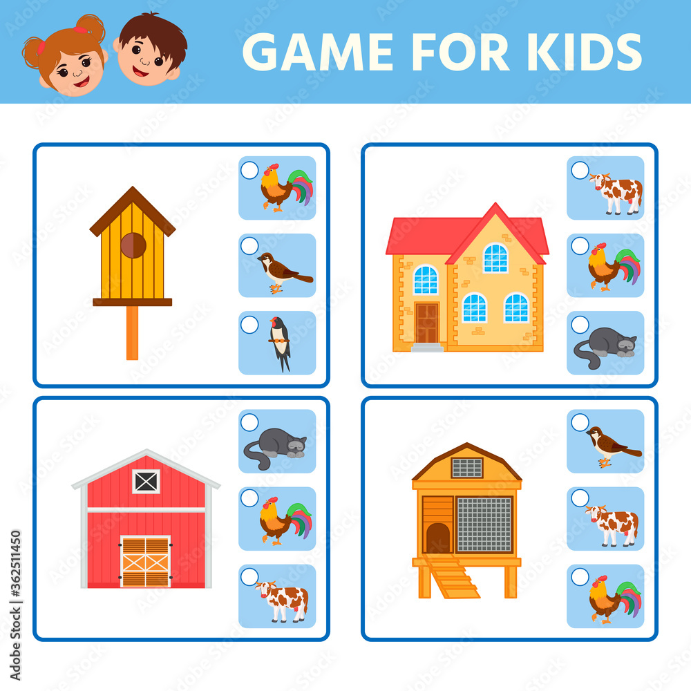 Game for Preschool Children. Find matching item. Visual puzzle with ...